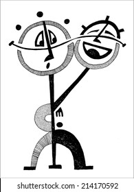 Drawing Human Symbolsymbol Human Two Facesdigital Stock Vector (Royalty ...