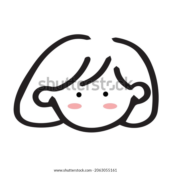 Drawing Icon Girl Red Cheeks Cute Stock Vector (Royalty Free ...