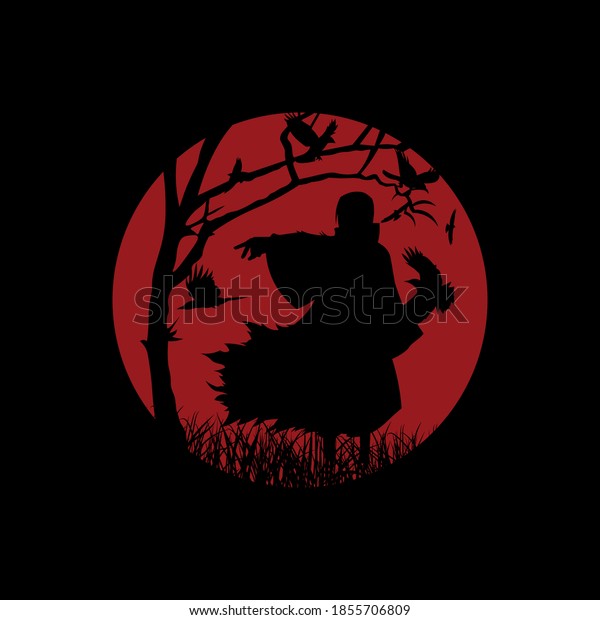 Drawing Illustration Red Moon Dark Theme Stock Vector (Royalty Free ...