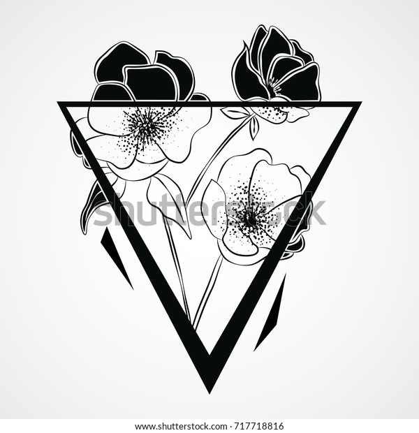 Drawing Illustration Triangle Flower Tshirt Design Stock Vector ...