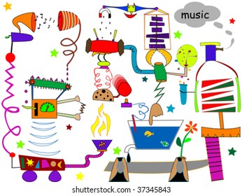 Drawing Incredible Music Machine Vector Art Stock Vector (Royalty Free ...