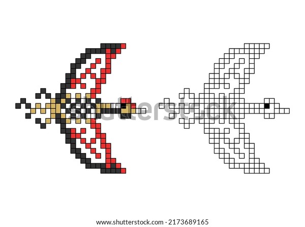 Vektor Stok Drawing Kids Activity Pixel Coloring Page (Tanpa Royalti ...