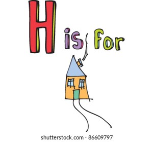 Drawing Letter H House Stock Vector (Royalty Free) 86609797 | Shutterstock