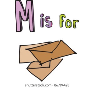 Drawing Letter M Mail Stock Vector (Royalty Free) 86794423 | Shutterstock