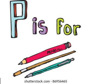 Drawing Letter P Pens Stock Vector (Royalty Free) 86956465 | Shutterstock