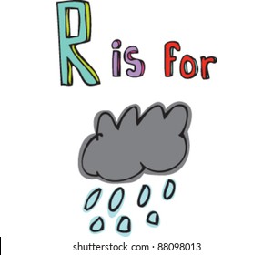 Drawing Letter R Rain Cloud 스톡 벡터(로열티 프리) 88098013 | Shutterstock