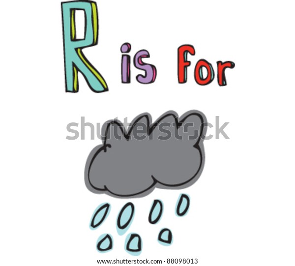 Drawing Letter R Rain Cloud 스톡 벡터(로열티 프리) 88098013 | Shutterstock