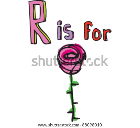 Drawing Letter R Rose Stock Vector (Royalty Free) 88098010 - Shutterstock