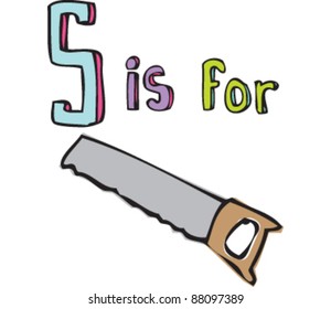 Drawing Letter S Saw Stock Vector (Royalty Free) 88097389
