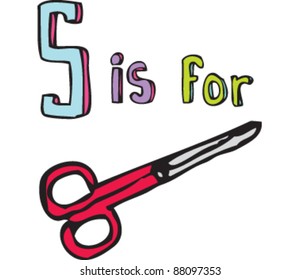 Drawing Letter S Scissors Stock Vector (Royalty Free) 88097353