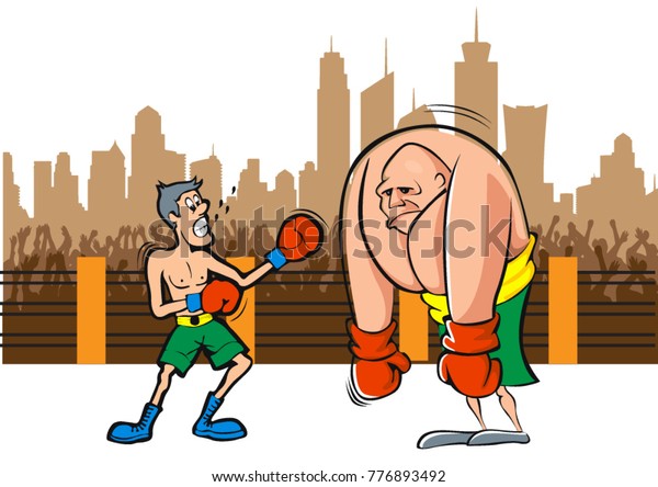 Drawing Little Man Fights Won Big Stock Vector (Royalty Free) 776893492 ...