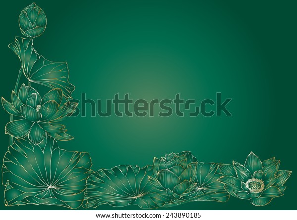 Drawing Lotus Flower Background Vector Graphics 库存矢量图（免版税）243890185 ...