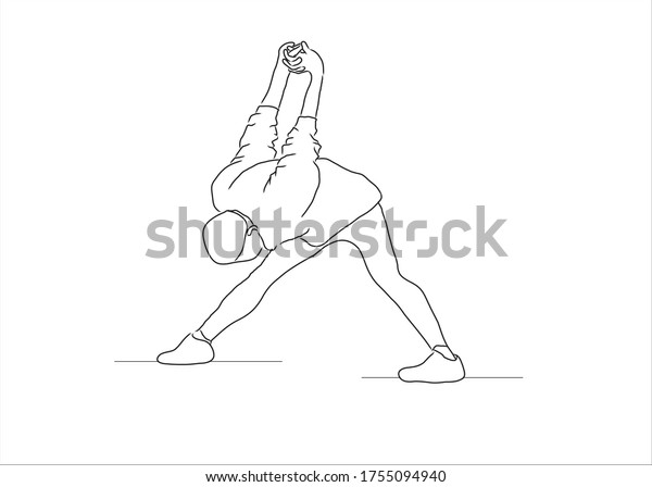 Drawing Man Stretching Her Body Before Stock Vector (Royalty Free ...