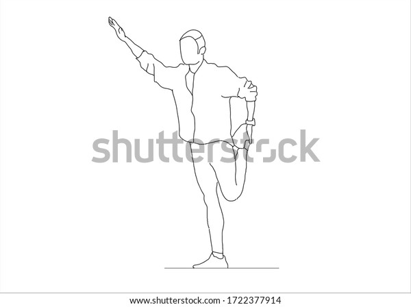 Drawing Man Stretching His Body Before Stock Vector (Royalty Free ...
