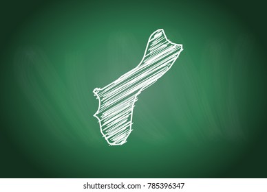 Drawing Map On Blackboard Guam Drawn Stock Vector (Royalty Free ...
