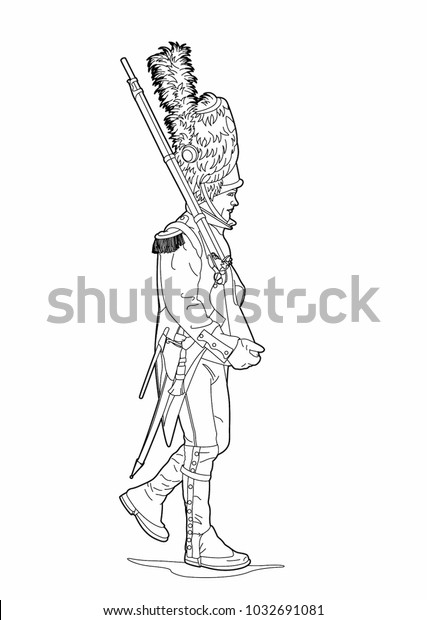Drawing Napoleonic Soldier Standing Stock Vector (Royalty Free ...