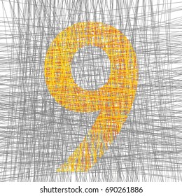 Drawing Number 9 Nine Rows Disordered Stock Vector (Royalty Free ...