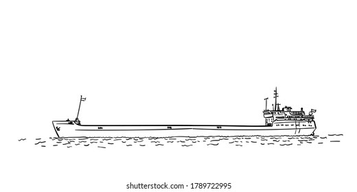 Drawing Oil Tanker Empty Side View Stock Vector (Royalty Free ...