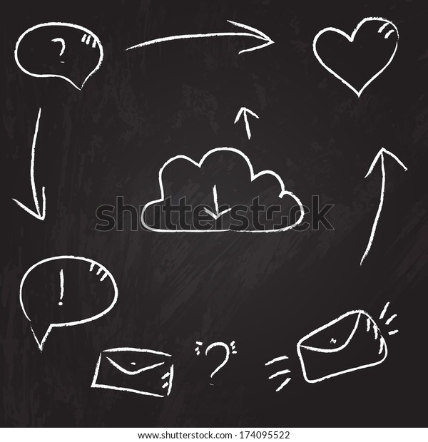 Drawing On Chalkboard Communication Interaction Illustration Stock ...