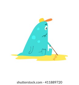 Drawing On Sand Monster On Beach Stock Vector (Royalty Free) 411889720 ...