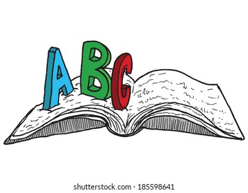 Drawing Open Book Letters Abc Coming Stock Vector (Royalty Free ...