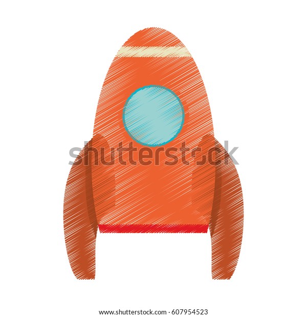 Drawing Orange Rocket Space Travel Stock Vector (Royalty Free ...