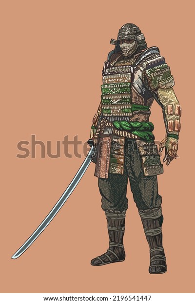 Drawing Orochi Warior Armor Sword Hero Stock Vector (Royalty Free ...