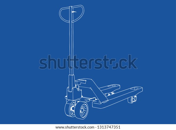 Drawing Pallet Truck Vector Blue Background: vector de stock (libre de ...