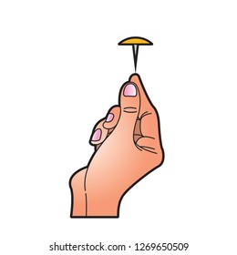 Drawing Pin On Finger Tip Isolated Stock Vector (Royalty Free) 1269650509