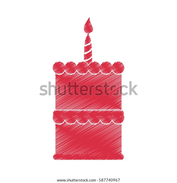 Drawing Red Birthday Cake Sweet Vector Stock Vector (Royalty Free ...