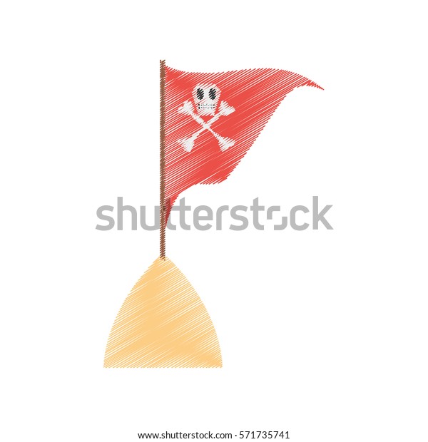 Drawing Red Pirate Flag Skull Bone Stock Vector (Royalty Free ...