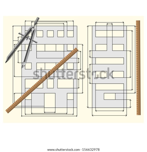 Drawing Ruler Compass Vector Illustration Stock Vector (Royalty Free ...