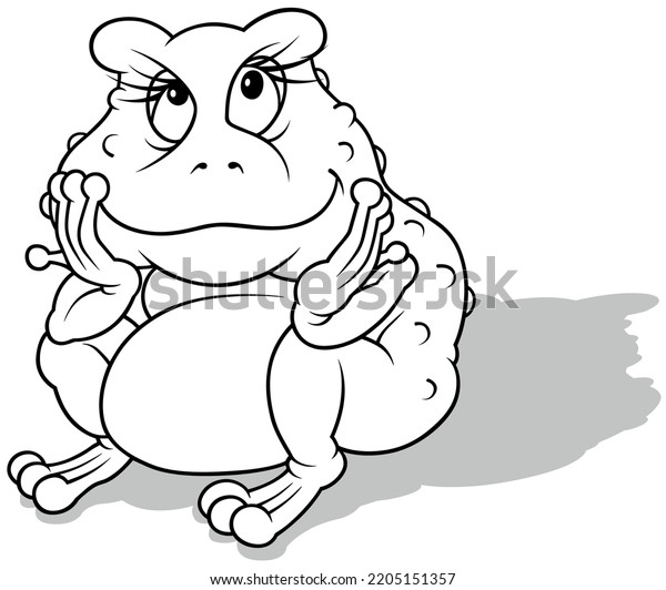 Drawing Sitting Pensive Frog Cartoon Illustration Stock Vector (Royalty ...