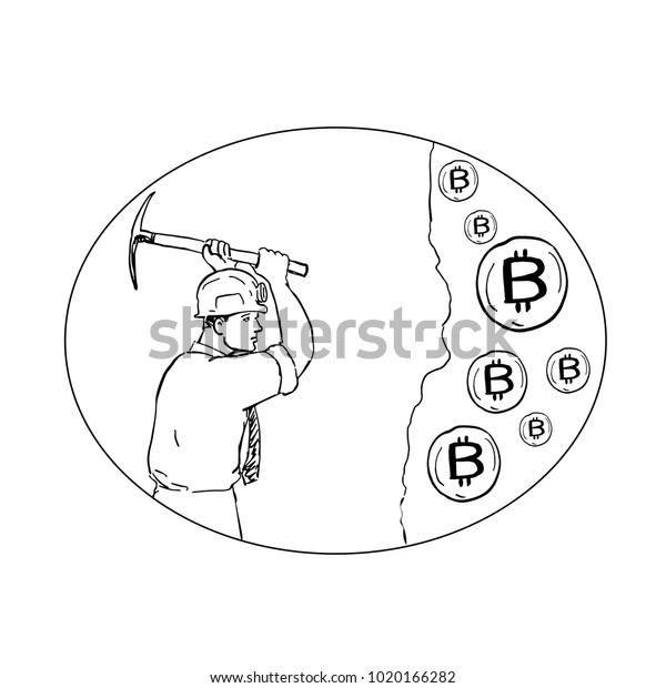 Drawing Sketch Style Illustration Bitcoin Miner Stock Vector (Royalty ...