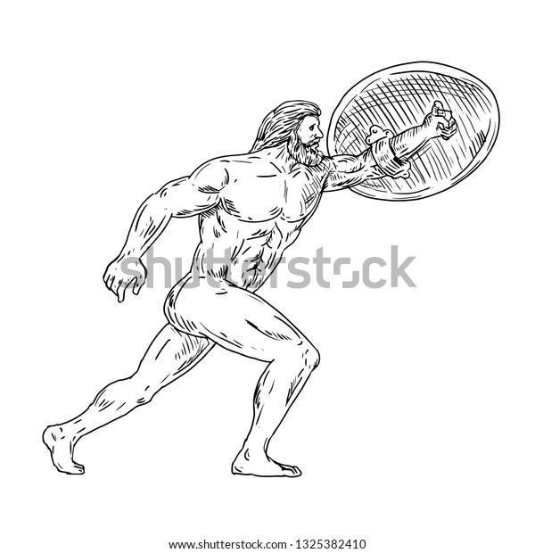 Drawing Sketch Style Illustration Heracles Greek Stock Vector (Royalty ...