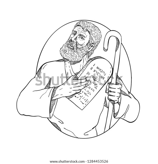 Drawing Sketch Style Illustration Moses Prophet Stock Vector (Royalty ...