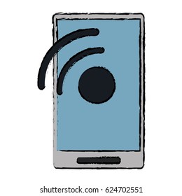 Drawing Smartphone Technology Connected Wifi Internet Stock Vector ...