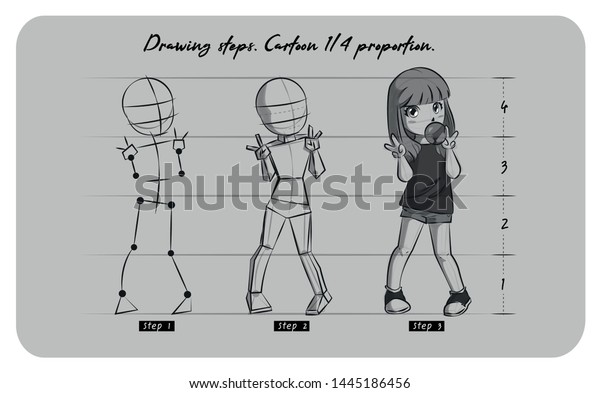 Drawing Step Girl Cartoon Vector Art Stock Vector (Royalty Free ...