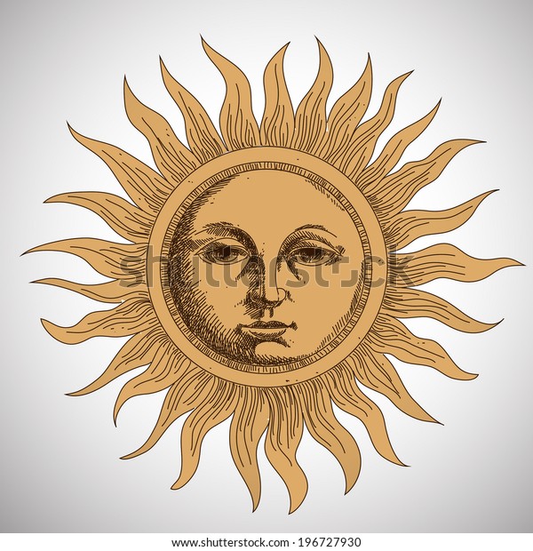 Drawing Sun Stylized Engraving 库存矢量图（免版税）196727930 | Shutterstock
