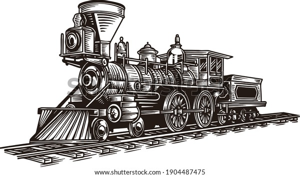 Drawing Train Illustration Ink Stock Vector (Royalty Free) 1904487475 ...
