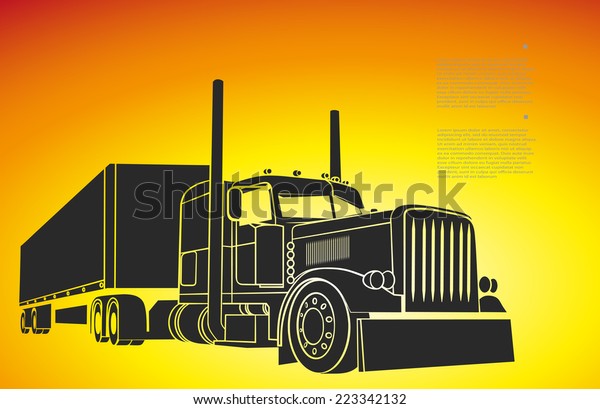 Drawing Truck Transporting Load Stock Vector (Royalty Free) 223342132