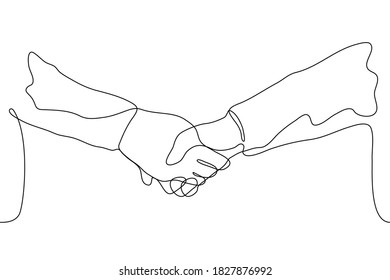 Drawing Two Hands One Line Drawing Stock Vector (Royalty Free ...