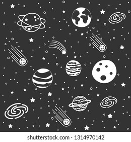 Space Pattern Hand Drawing Vector Illustration 库存矢量图（免版税）1626844555 ...