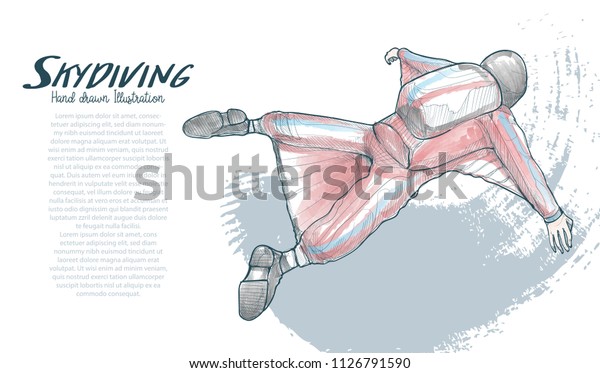 Drawing Vector Skydiving Vector Sport Illustration Stock Vector ...