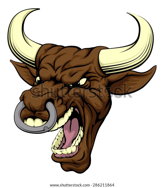 Drawing Very Angry Looking Bull Mascot Stock Vector (Royalty Free ...