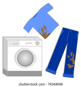 Drawing Washing Machine Clothes Dirty Stock Vector (Royalty Free ...