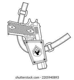 Drawing Weapon Black White Illustration Design Stock Vector (Royalty ...
