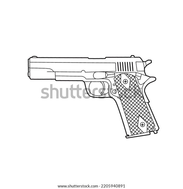 Drawing Weapon Black White Illustration Design Stock Vector (Royalty ...