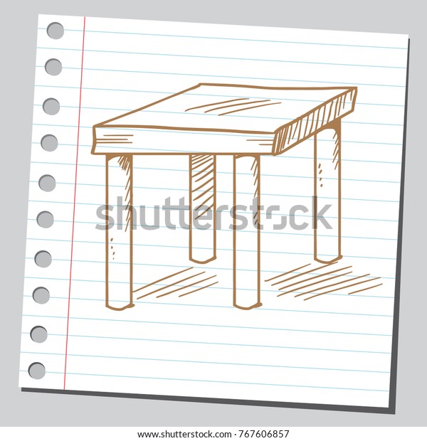 Drawing Wooden Stool Stock Vector (Royalty Free) 767606857 | Shutterstock