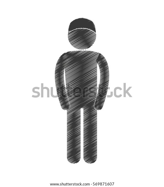 Drawing Worker Man Standing Figure Pictogram Stock Vector (Royalty Free ...